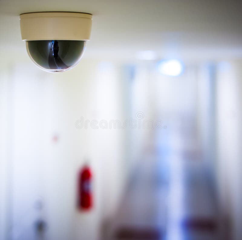 CCTV in Condominiun in Front of Rooms Stock Image - Image of monitor ...