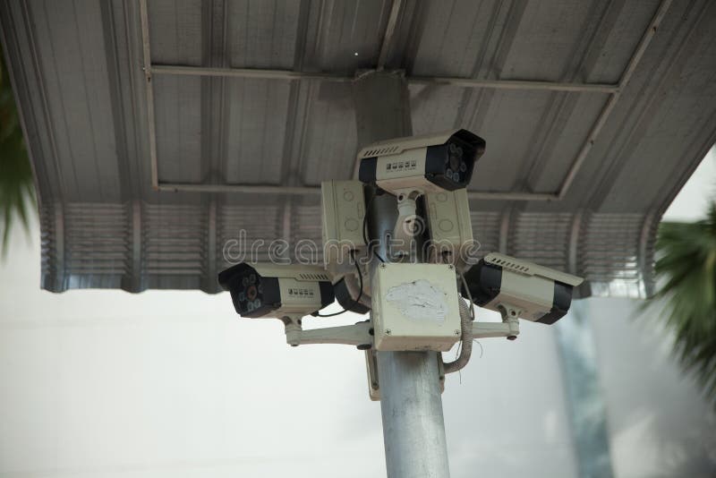 CCTV with cover shield stock photo. Image of system, street - 82287752