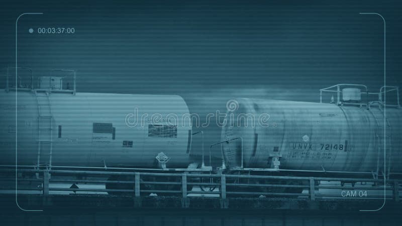 CCTV Freight Train Containers Passing with Cylinders Stock Footage ...