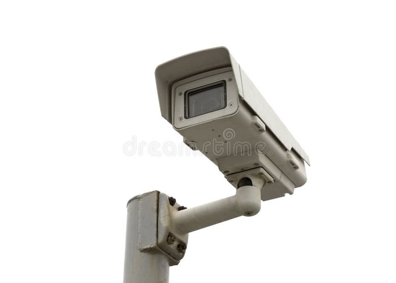 CCTV on High Pole Isolated on White Background Stock Image - Image of ...