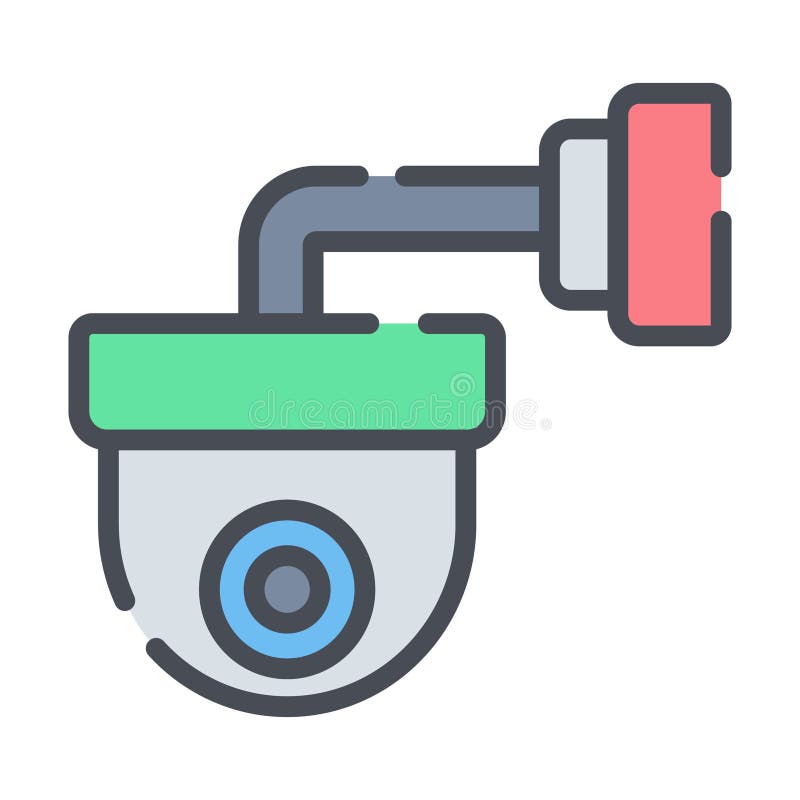 CCTV Camera Protection and Security Vector Icons Set Cyber Computer ...