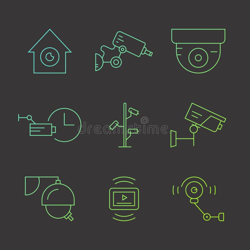 CCTV icons stock vector. Illustration of icon, element - 58531974