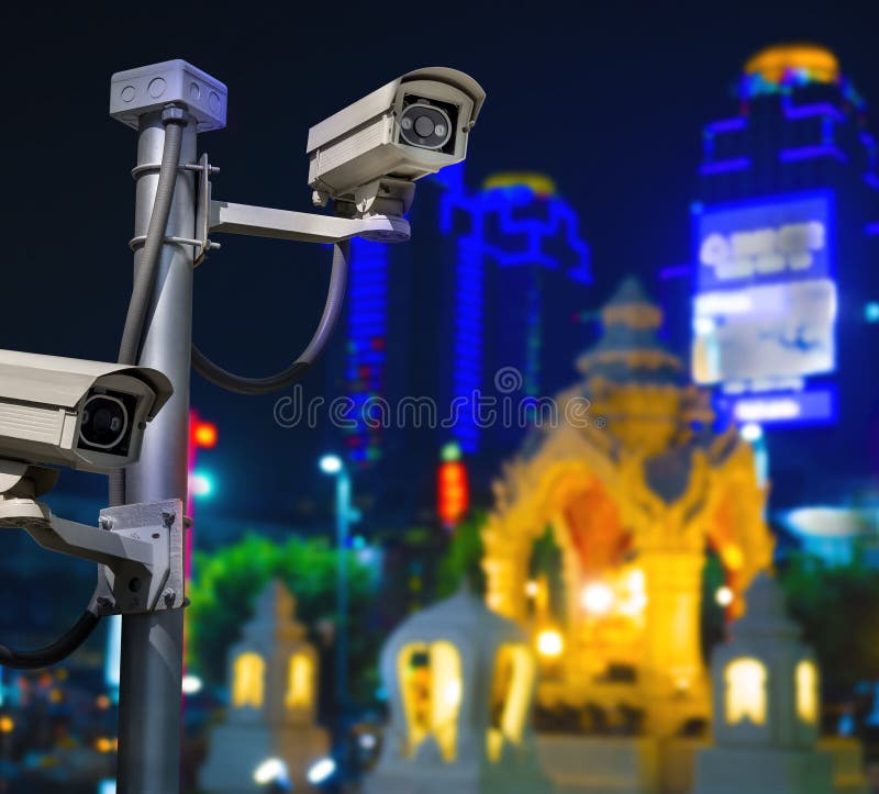 Cctv Installed Outdoor in Front of the Building Stock Image - Image of ...
