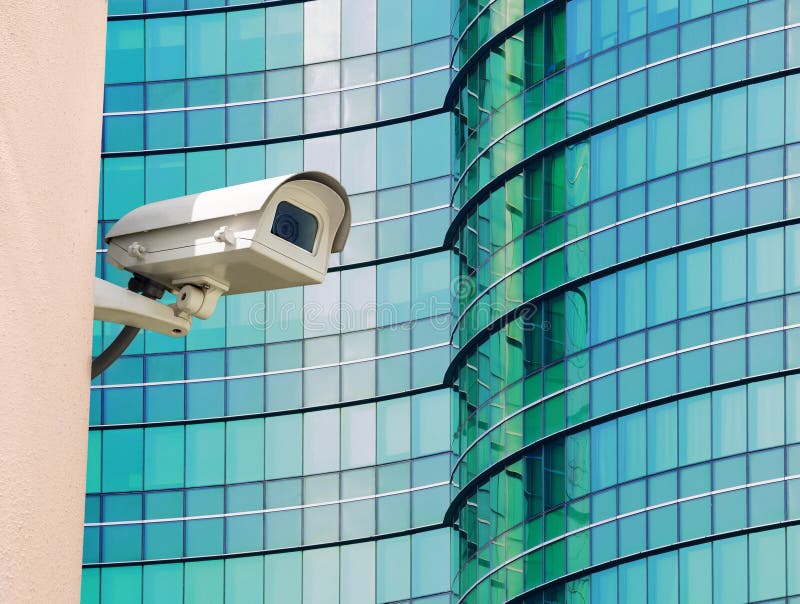 Cctv Installed Outdoor on the Wall Stock Image - Image of technology ...