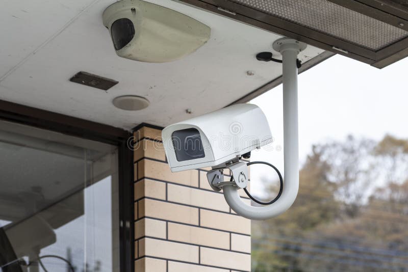 CCTV installed outside stock image. Image of circuit - 147905209