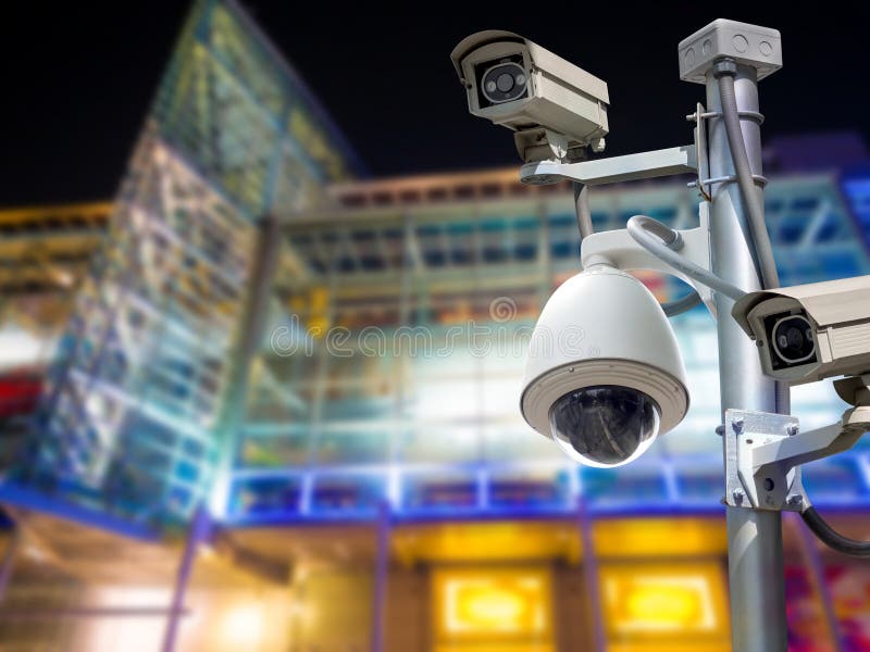 Cctv Installed on the Pole in Outdoor Stock Image - Image of control ...