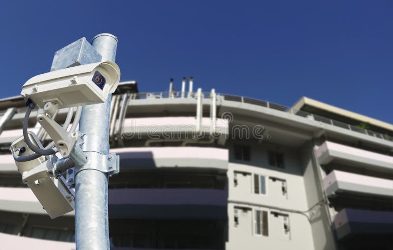 Cctv Installed on Pole Outdoor Stock Photo - Image of equipment ...