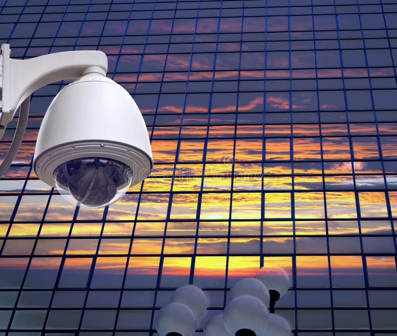 Cctv Installed on the Wall on Window Glass of Building Stock Image ...