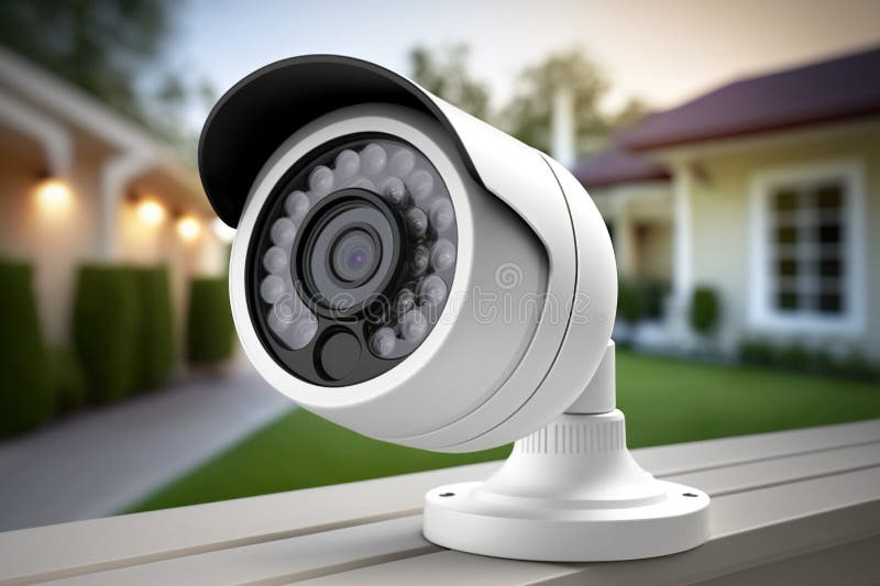 CCTV IP Camera Wireless on House Wall with Copy Space, Security Outdoor ...