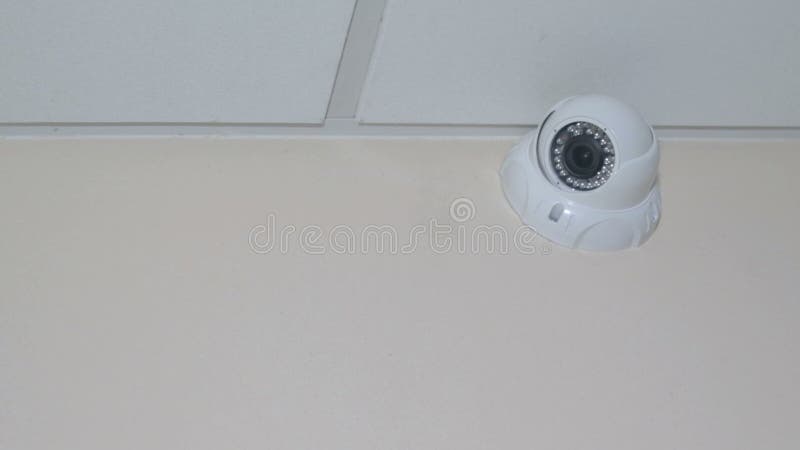 CCTV is Located on the Wall Under the Ceiling, White Round Surveillance ...