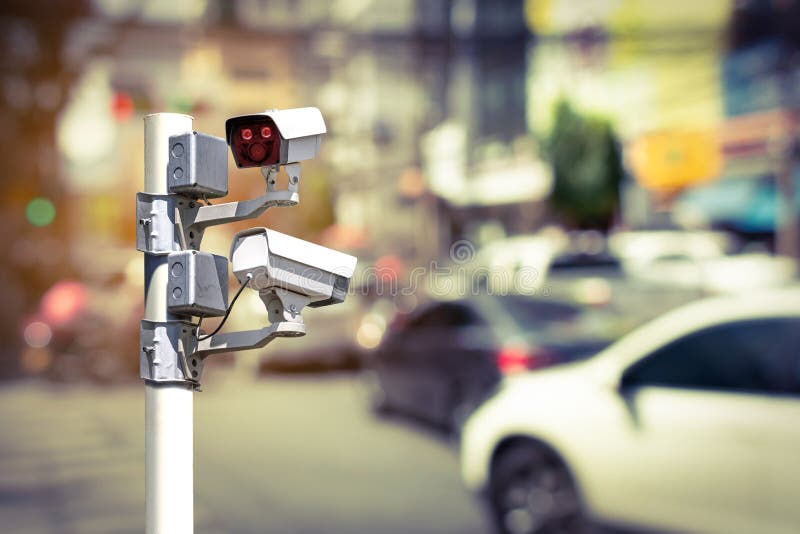 CCTV Monitoring, Road Traffic Control CCTV Cameras Stock Image - Image ...