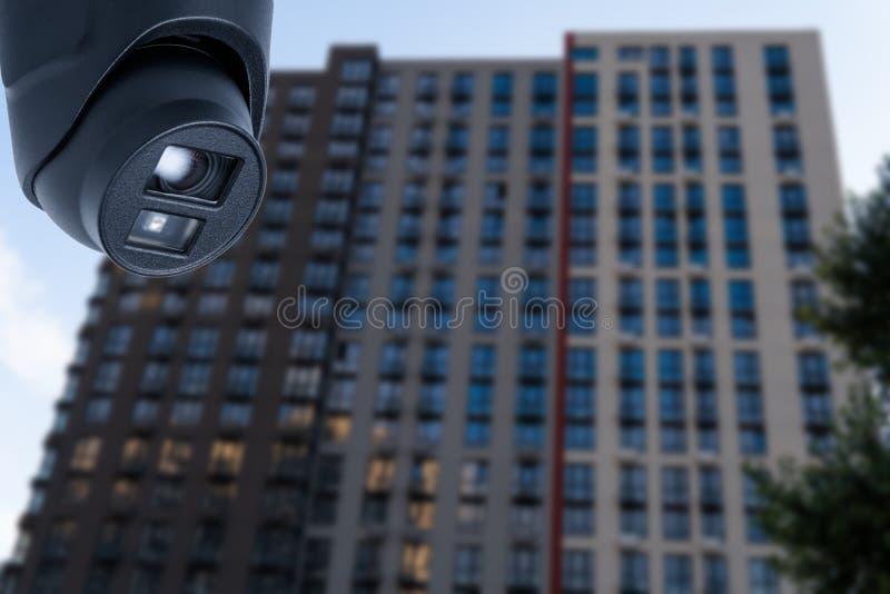 CCTV Monitoring, Security Cameras. Backdrop with Views of Condominium ...