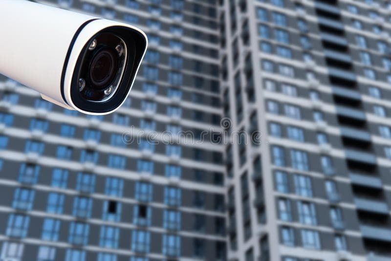 CCTV Monitoring, Security Cameras. Backdrop with Views of Condominium ...