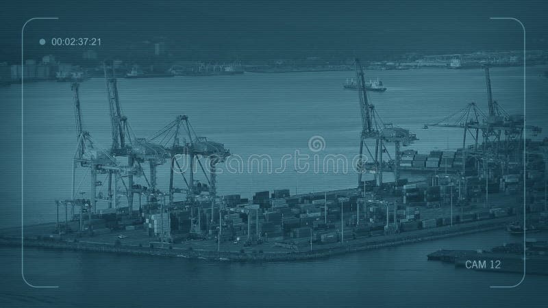 CCTV Port with Large Cranes in the Evening Stock Footage - Video of ...