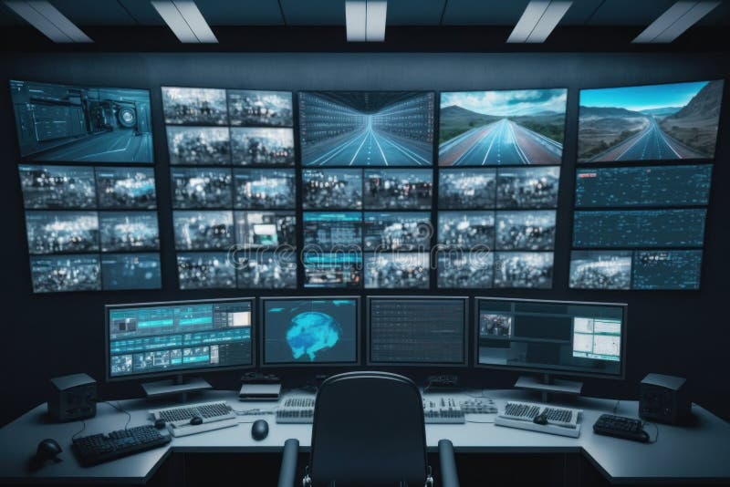 Cctv Room Showing Many Monitors Broadcasting Footage from Cameras ... Cctv Room Showing Many Monitors Broadcasting Footage from Cameras ...