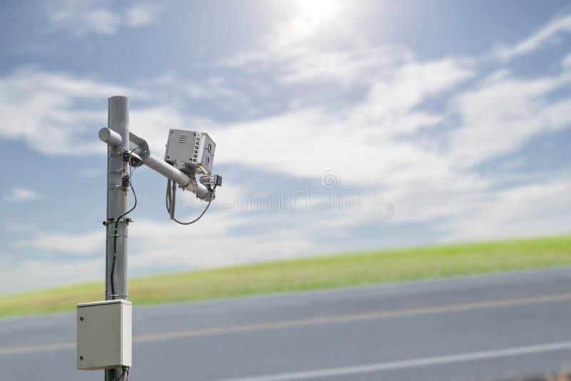 CCTV, Security Camera,average Speed Traffic Camera on Blurred Hi Stock ...