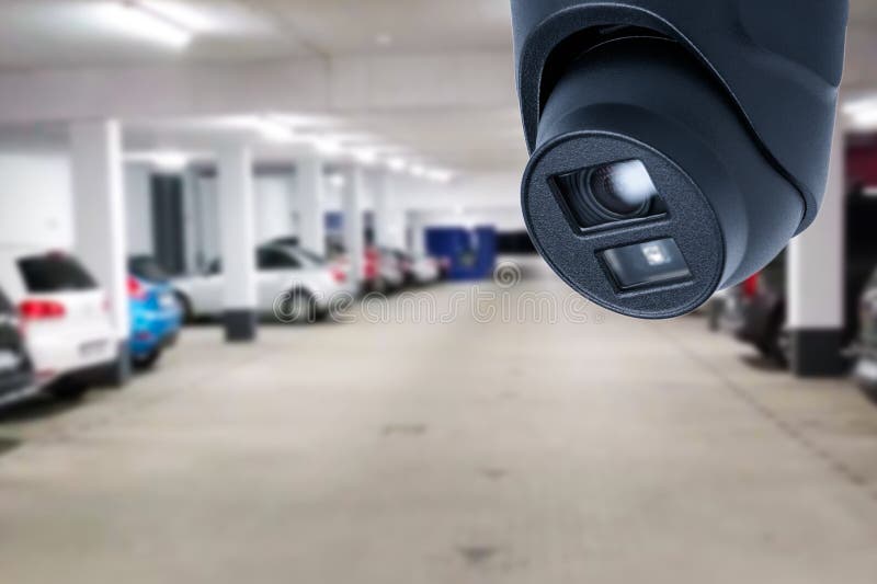 CCTV Security Camera on Blur Car Parking. Stock Photo - Image of cctv ...