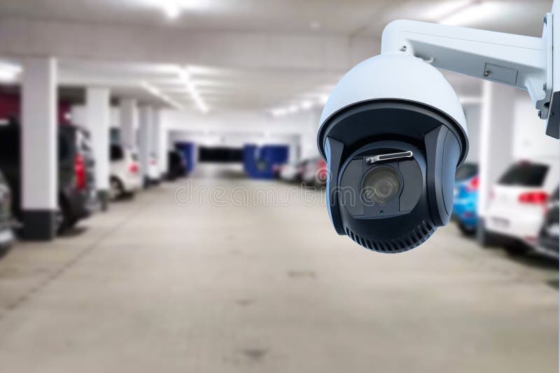 CCTV Security Camera on Blur Car Parking. Stock Photo - Image of cctv ...
