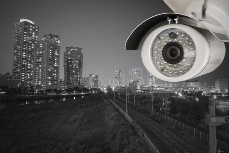 CCTV, Security Camera on Building City Stock Image - Image of record ...