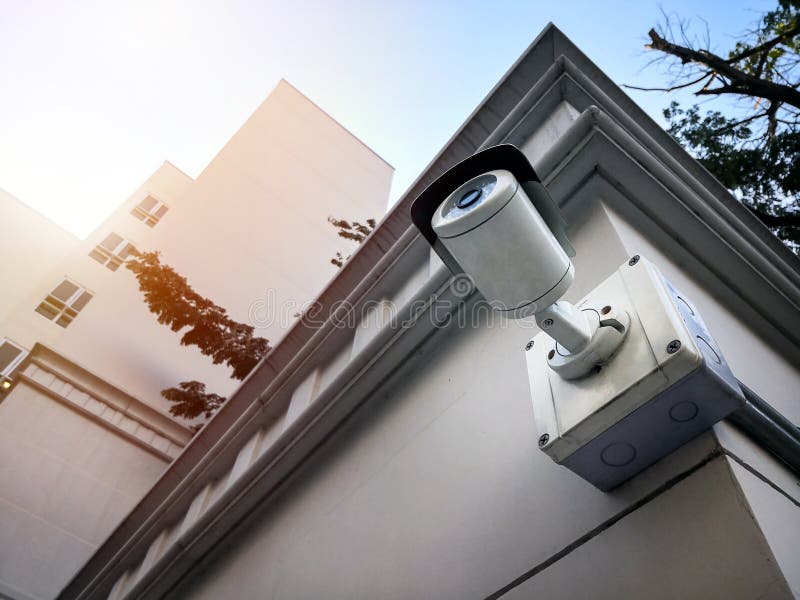CCTV Security Camera on Building Wall Stock Photo - Image of property ...