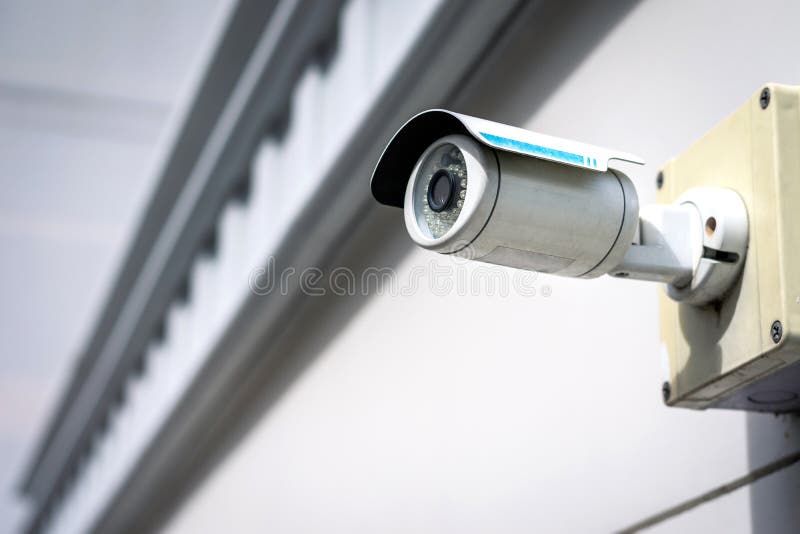 CCTV Security Camera on Building Wall Stock Image - Image of equipment ...