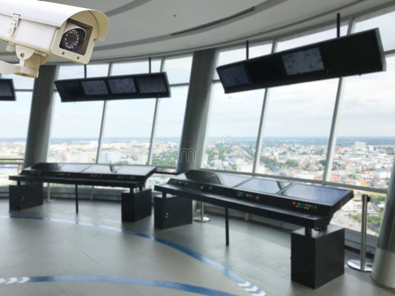 CCTV Security Camera Operating on Ground Lawn Stock Photo - Image of ...