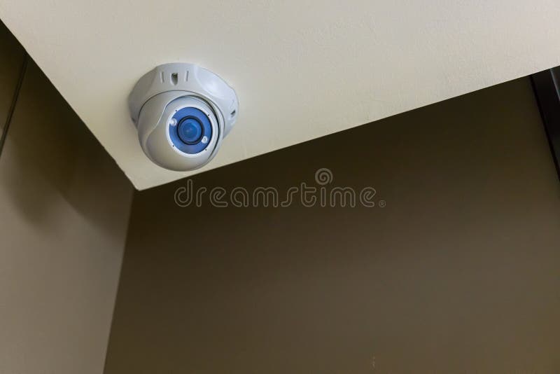 CCTV Security Camera on Ceiling in Office Zone Stock Photo - Image of ...