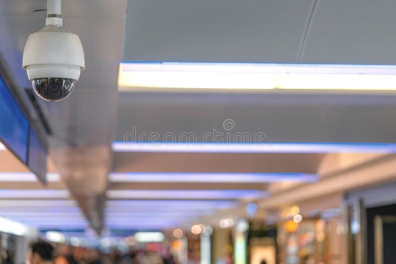 CCTV Security Camera on Ceiling Operating Inside the Building for Crime ...