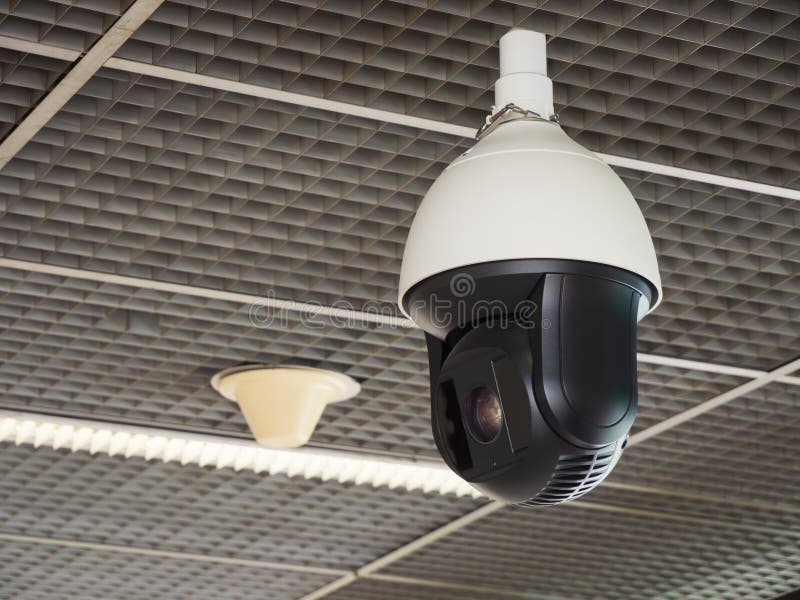 A Security Camera Or Cctv Camera On Ceiling . Stock Image - Image of ...
