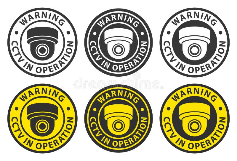 CCTV Security Camera Circle Sign Icon Set. Security Cameras in Use ...