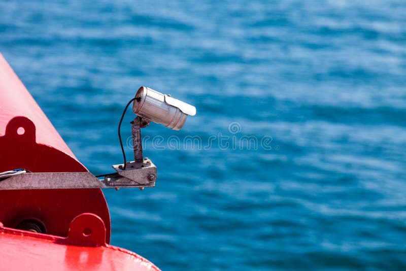 CCTV Security Camera on Deck of Cruise Ship. Stock Photo - Image of ...