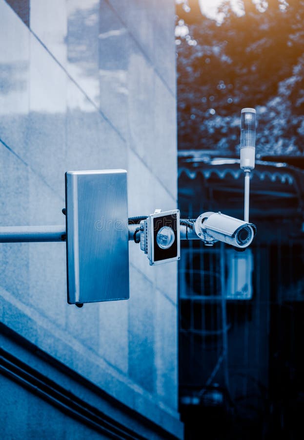 CCTV Security Camera Front of a Building Stock Image - Image of ...