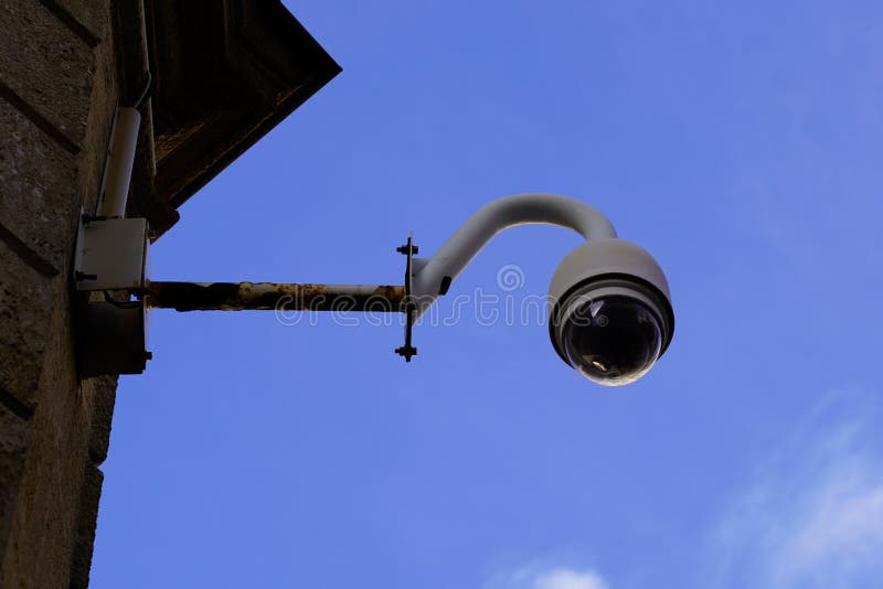 CCTV Monitoring Security Camera Front of a Building in City Stock Image ...
