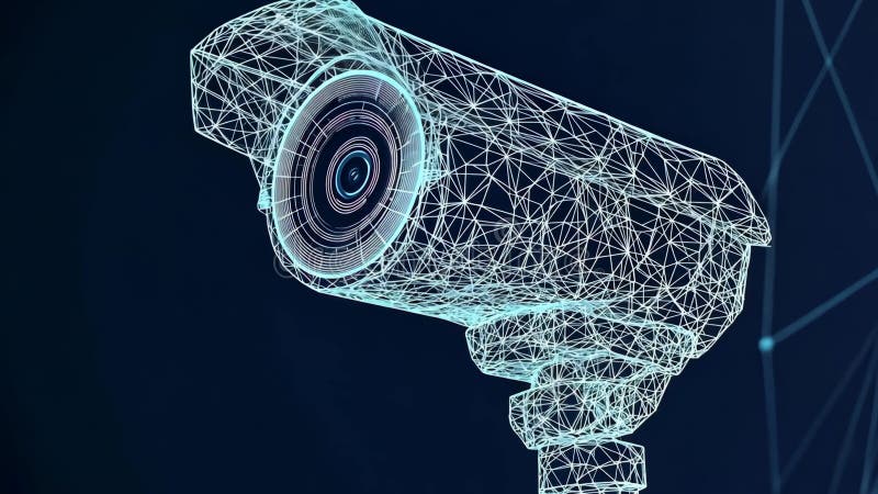 CCTV Security Camera Icon in Futuristic Low Poly Wireframe Style Video ...