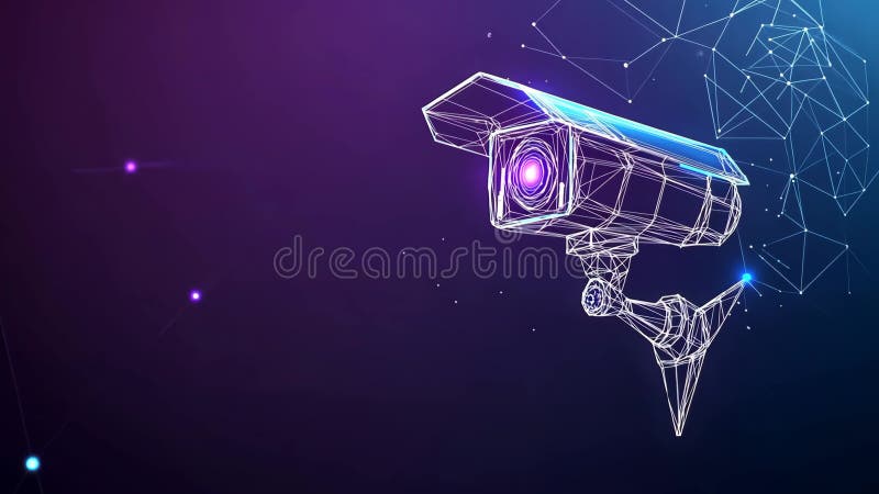 CCTV Security Camera Icon in Futuristic Low Poly Wireframe Style Video ...