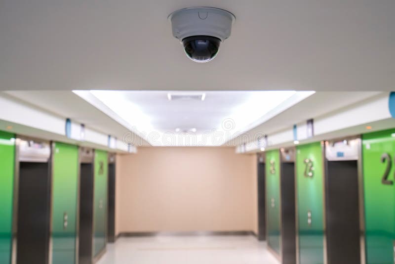 CCTV Security Camera on Ceiling Operating Inside the Building for Crime ...