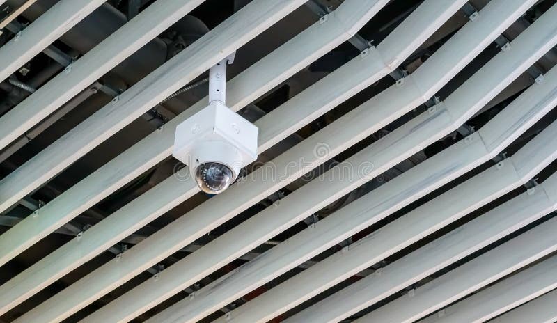 CCTV Security Camera Installed on Ceiling Building. Stock Photo - Image ...