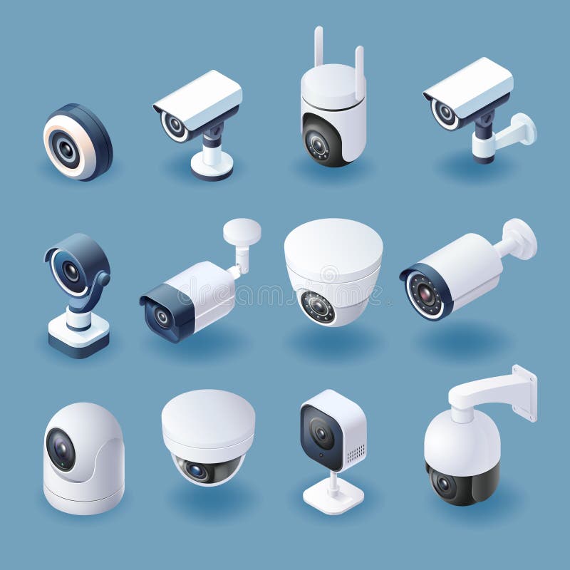 CCTV Camera Icons. Vector Illustrations. Stock Vector - Illustration of ...