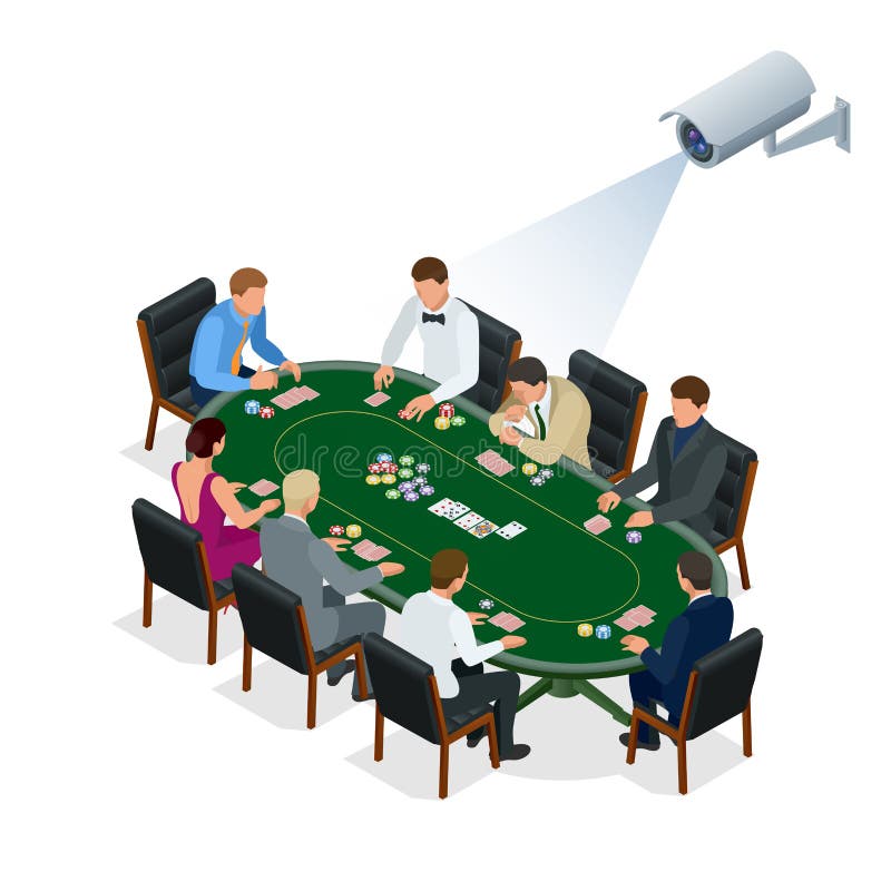 CCTV Security Camera on Isometric Illustration of People Playing Poker ... CCTV Security Camera on Isometric Illustration of People Playing Poker ...