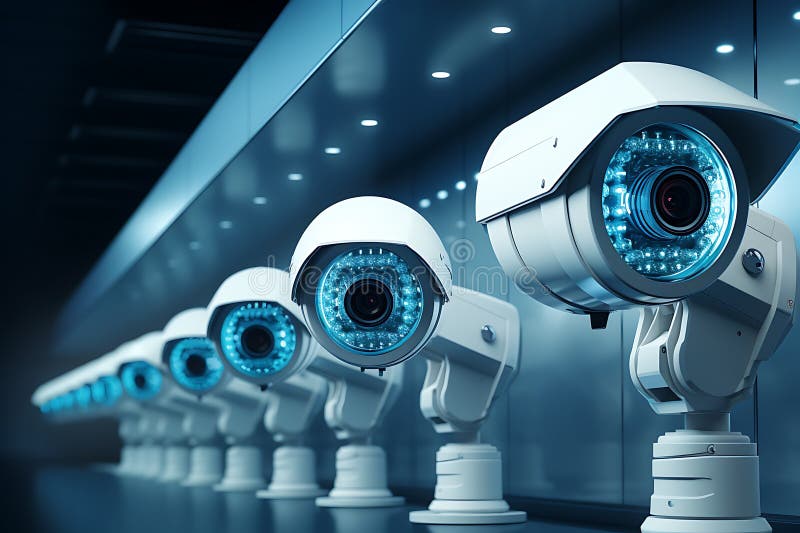 CCTV Security Camera in Modern Office. 3d Rendering and Illustration ...