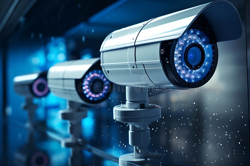 CCTV Security Camera in Modern Office. 3d Rendering and Illustration ...