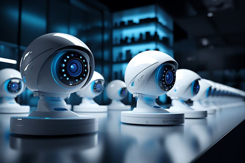 CCTV Security Camera in Modern Office. 3d Rendering and Illustration ...