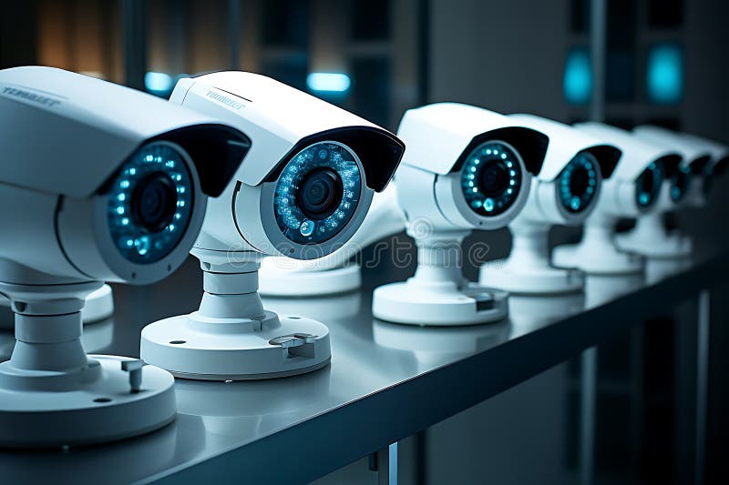 CCTV Security Camera in Modern Office. 3d Rendering and Illustration ...