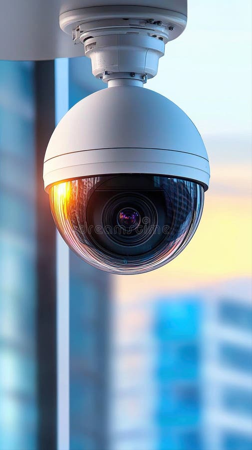 Cctv Security Camera Mounted on a City Skyscraper with a Panoramic View ...