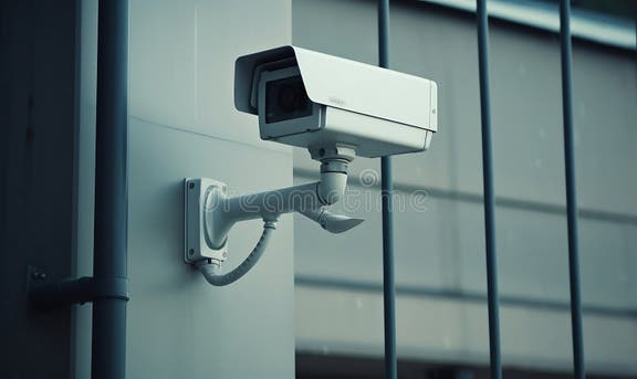 CCTV Security Camera in Office Building. 3d Rendering and Illustration ...