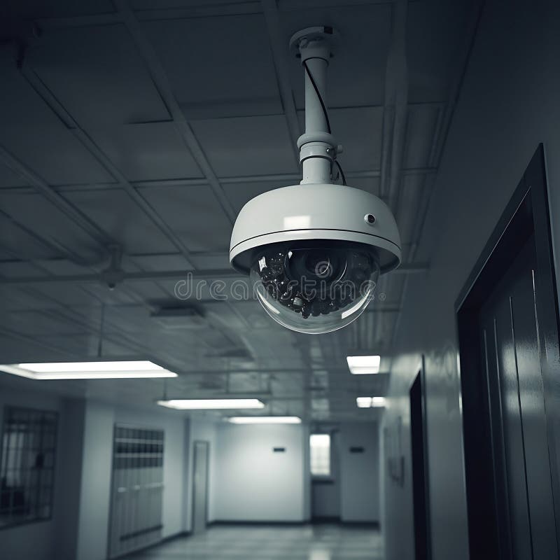CCTV Security Camera in Office Building. 3d Rendering and Illustration ...