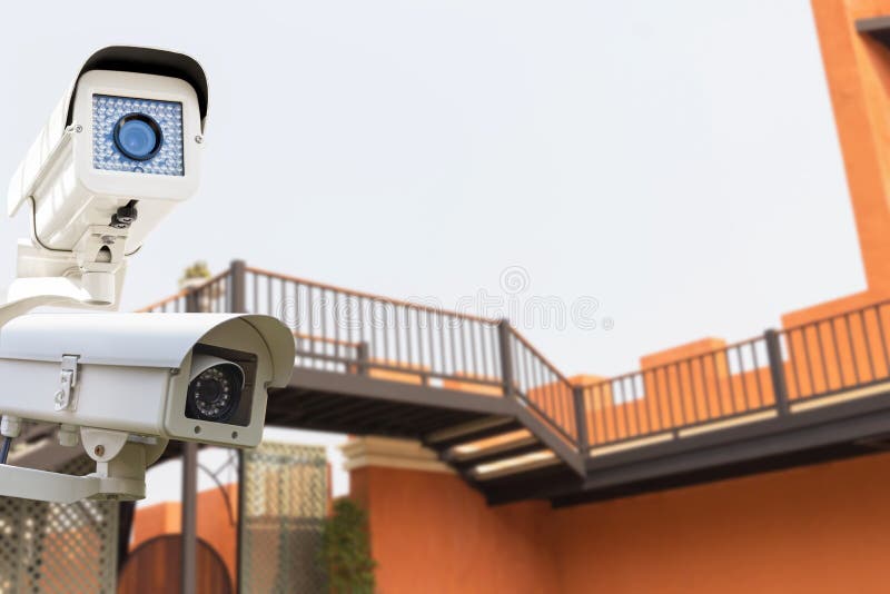 CCTV Security Camera Operating on Big Wall Classic Castle. Stock Photo ...