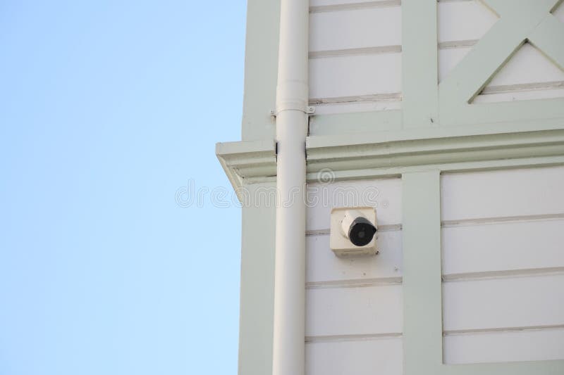 CCTV Security Camera Operating on a Building Stock Photo - Image of ...