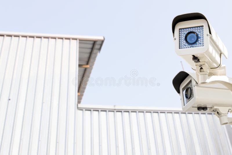 The CCTV Security Camera Operating on Building Roof Aluminum Stock ...