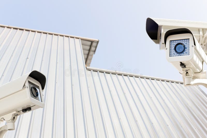The CCTV Security Camera Operating on Building Roof Aluminum Stock ...